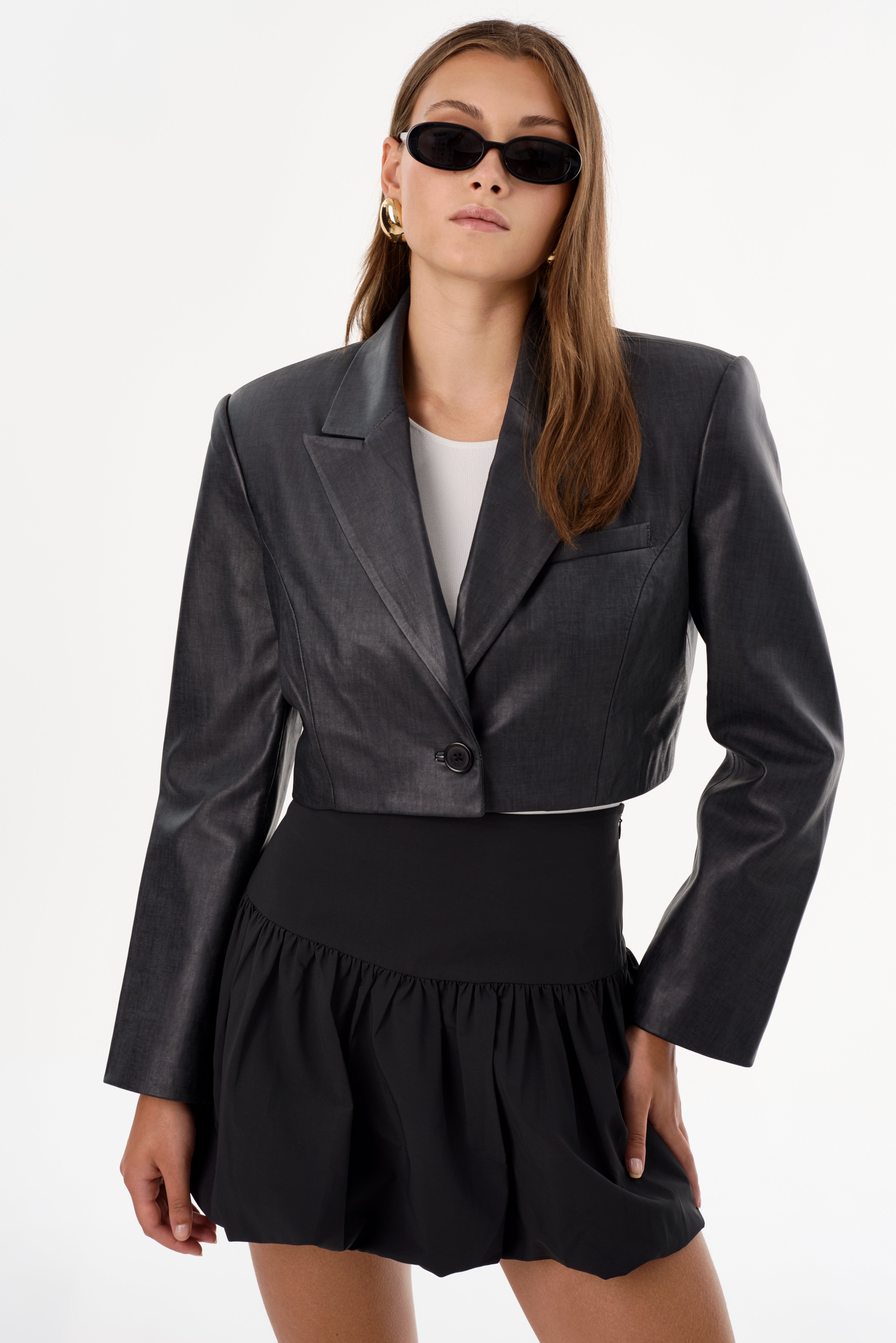 HARMINA | Leather Cropped Blazer – LAMARQUE